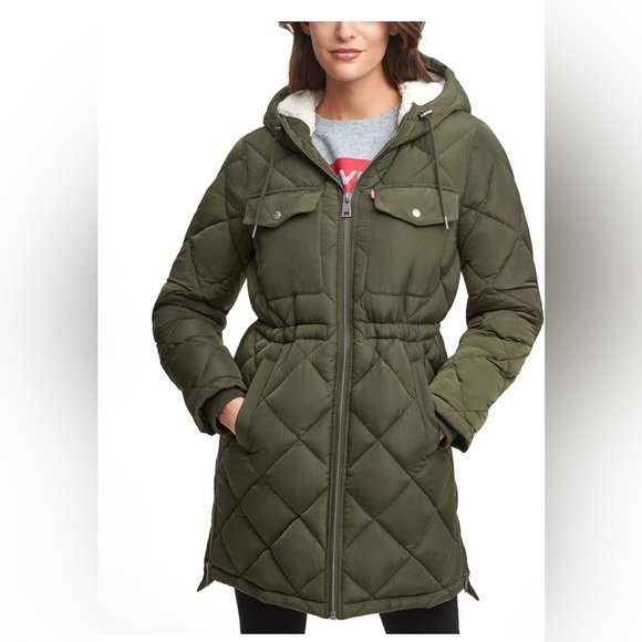 Levi's | Jackets & Coats | Levis Womens Soft Sherpa Hood Lined Quilted ...